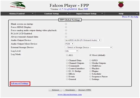 FPP Settings OLD Manual For FPP V X