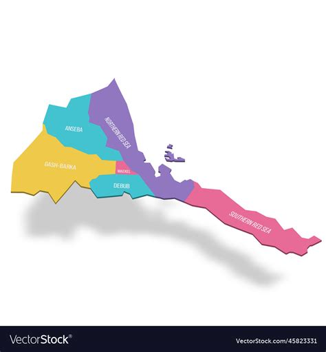 Eritrea Political Map Of Administrative Divisions Vector Image