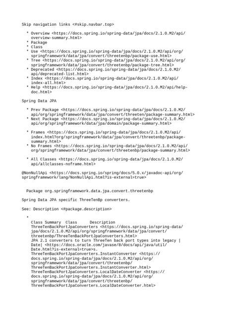 Org Springframework Data Nvert Threetenbp Spring Data Jpa 2 1 0 M2 Api Pdf