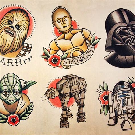 Tattoo Flash Star War Etsy