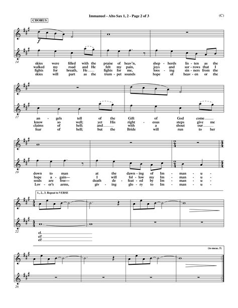 Immanuel Choral Anthem Satb Alto Sax Sheet Music Pdf Word Music