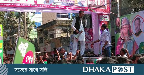 কয়েক হাজার নেতাকর্মী নিয়ে জনসভাস্থলে শেখ তন্ময়