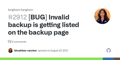 Bug Invalid Backup Is Getting Listed On The Backup Page · Issue 2912 · Longhornlonghorn · Github