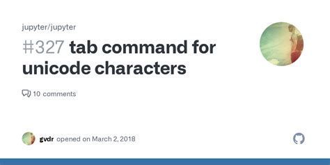 Tab Command For Unicode Characters · Issue 327 · Jupyterjupyter · Github