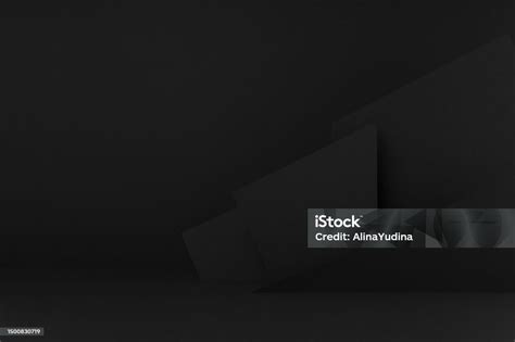 모서리 각도 평평한 모양 삼각형의 추상적인 기하학적 패턴이 있는 절묘한 검은색 무대 모형은 프레젠테이션 화장품 상품 광고 그래픽