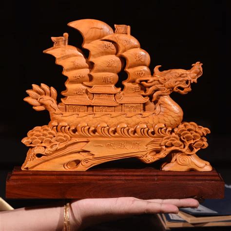 Wooden Dragon Boat Statue For Your Home Decoration