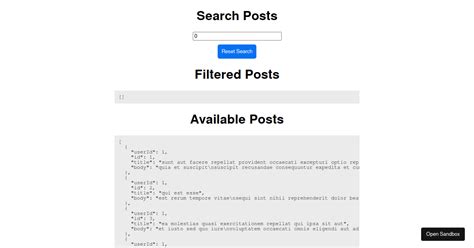 Filter Data Codesandbox
