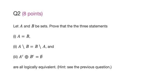 Solved Q Points Let A And B Be Sets Prove That The The Chegg Com