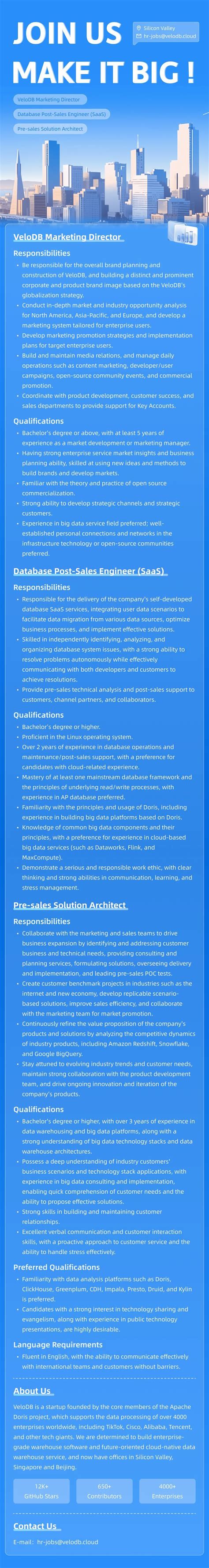 Velodb On Linkedin Bigdata Programming Jobs Cloudcomputing