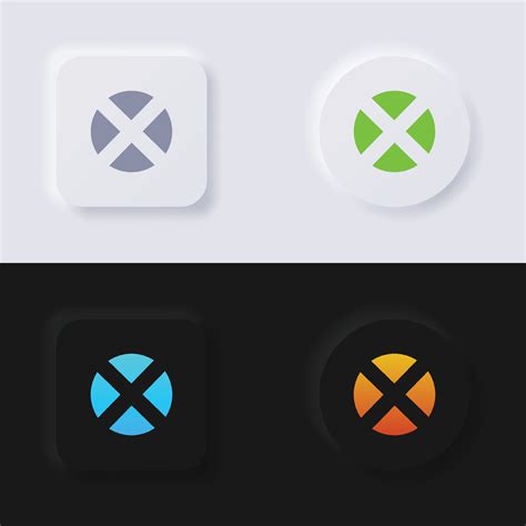 Cross Icon Set Multicolor Neumorphism Button Soft Ui Design For Web
