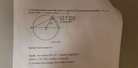 3 The Figure Shows A Circle With Center P A Diameter Overline Bd And Inscribed Triangle [math]