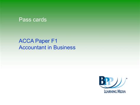 Acca Paper F1 Pass Cards Accountant In Business