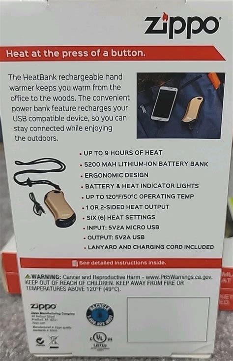 Zippo Champagne Heatbank 9s Rechargeable Hand Warmer Z4a18 For Parts