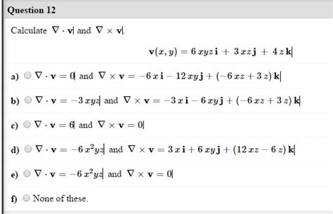 solved calculate nabla middot v and nabla times v v x
