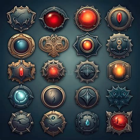 casual game ui kit buttons set cartoon style stock vector illustration of glossy interface