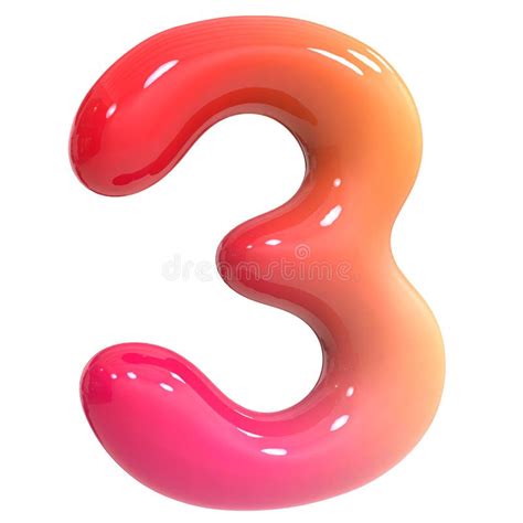 3 number gradient 3d with white background stock illustration