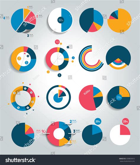 Big Set Round Circle Chart Graph Stock Vector 339803015 Shutterstock