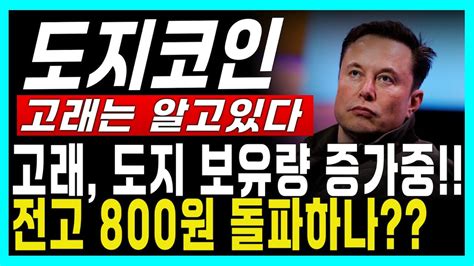 도지코인 전망 고래 지갑 도지코인 보유량 증가중 도지코인 상승 이유 비트코인 반감기 상승에 따라 도지코인도 상승합니다 목표가 800원 금방입니다 Youtube