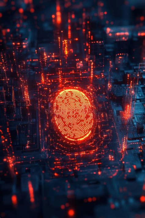 Digital Fingerprint An Illuminated Fingerprint Icon Floats In Mid Air