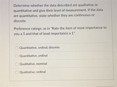 solved determine whether the data described are qualitative