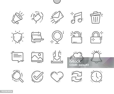 일반 잘 만들어진 픽셀 완벽 한 벡터 선 아이콘 30 2 그리드 웹 그래픽 및 애플 리 케이 션에 대 한 X 간단한 최소한의 그림 마이크에 대한 스톡 벡터 아트 및 기타