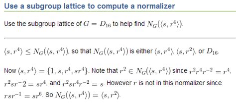 Abstract Algebra Use A Subgroup Lattice To Compute A Normalizer