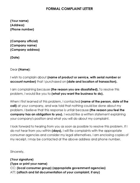 Formal Complaint Letter How To Write 6 Examples Template
