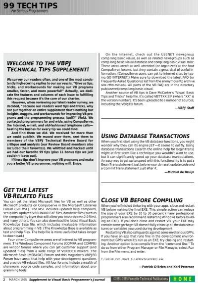 99 Tech Tips For Serious Programmers One Stop Source Shop