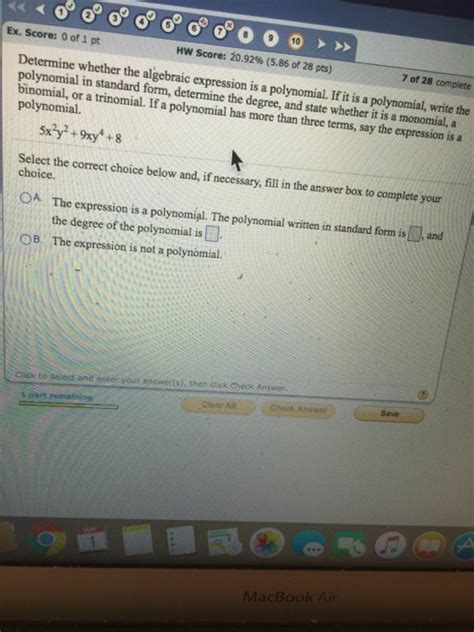 solved determine whether the algebraic expression is a