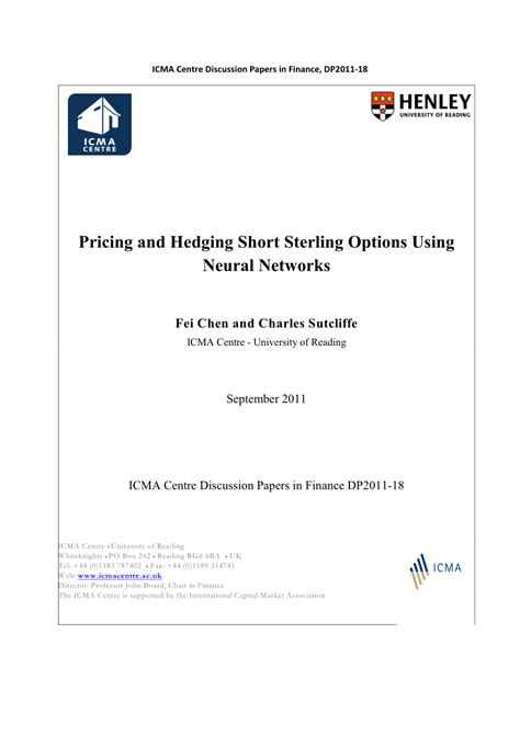 Pdf Pricing And Hedging Short Sterling Options Using Neural Networks