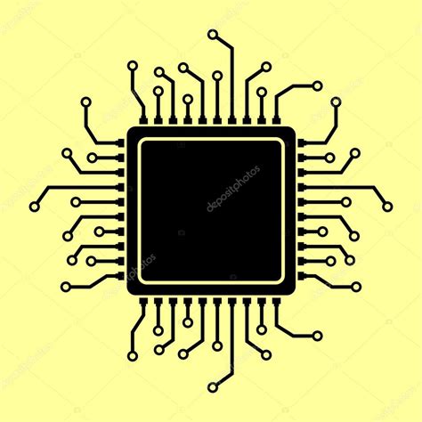cpu microprocessor flat style chip icon — stock vector © asmati1702
