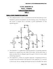 Analysis Of Single Stage Transistor Amplifier Circuits Course Hero