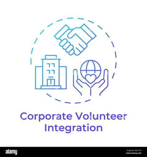 Corporate Volunteer Integration Blue Gradient Concept Icon Stock Vector