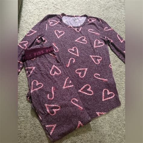 Pink Victorias Secret Intimates And Sleepwear Pink Victorias Secret Christmas Candy Cane Pjs