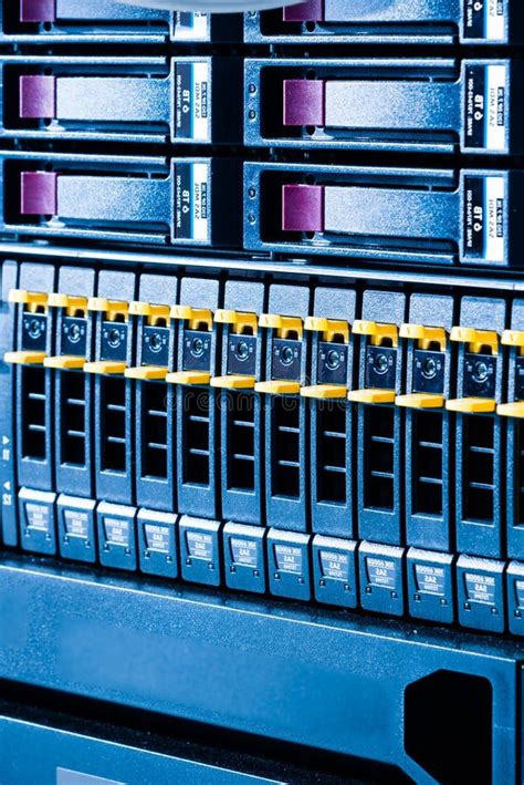 Array Of Data Storage Hard Drives In Internet Data Center Stock Image