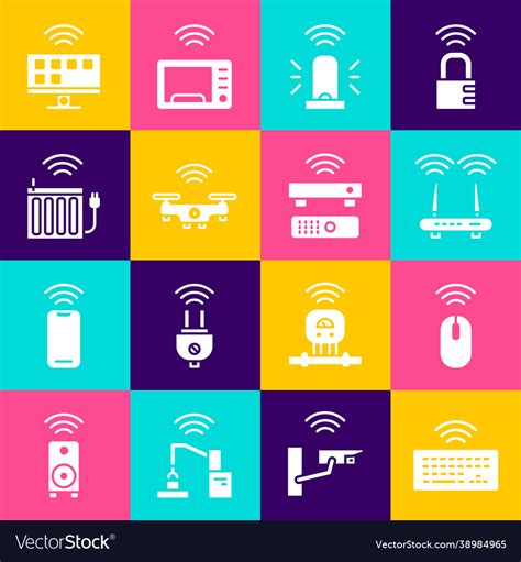 Set Wireless Keyboard Mouse Router And Wi Fi Vector Image