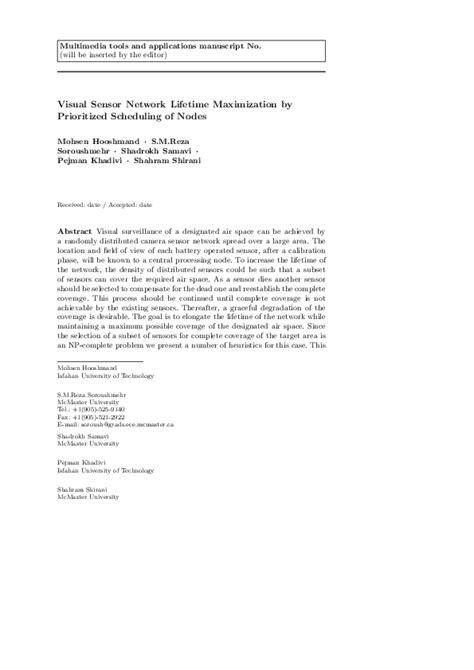 Pdf Visual Sensor Network Lifetime Maximization By Prioritized