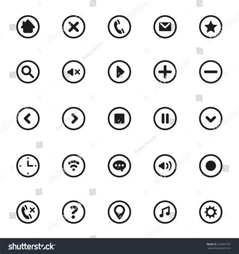 Vector Mobile User Interface Pictograms Symbols Stock Vector Royalty