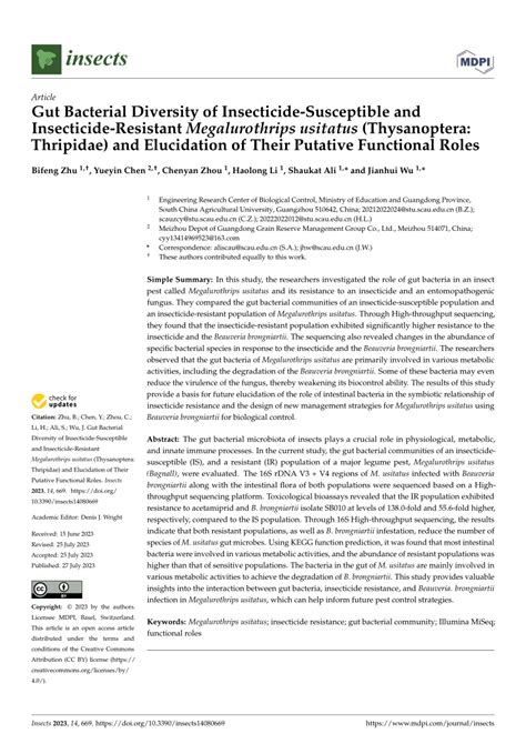 Pdf Gut Bacterial Diversity Of Insecticide Susceptible And