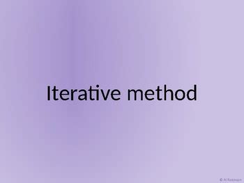 Numerical Methods Iterative Methods By Al Robinson TpT