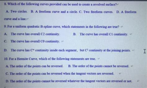 Solved I Short Answer Questions 1 To Define A Bezier