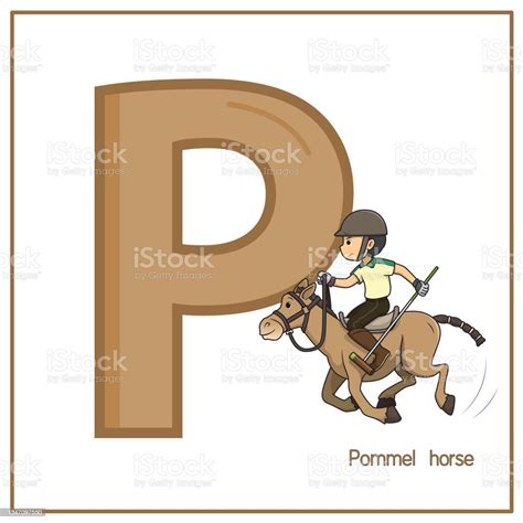 알파벳 문자 P 어퍼 케이스 또는 어린이 학습 연습 Abc를위한 자본 편지와 Pommel 말의 벡터 그림 건강한 생활방식에 대한 스톡 벡터 아트 및 기타 이미지 Istock