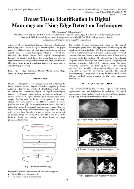 Breast Tissue Identification In Digital Mammogram Using Edge Detection Techniques Pdf