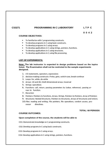 C Programming Lab Manual Pdf Pointer Computer Programming