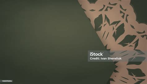 추상적인 갈색 장식이 있는 녹색 배너 템플릿과 로고 또는 텍스트에 대한 장소 0명에 대한 스톡 벡터 아트 및 기타 이미지 0명 대칭 동쪽 Istock