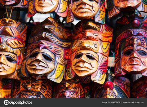 Mayan Wooden Masks Sale Chichicastenango Guatemala Central America