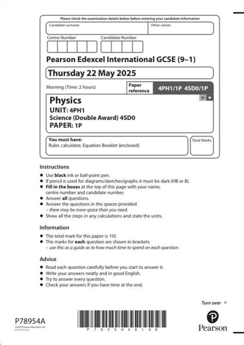 Pearson Edexcel Igcse Physics Paper 1p 4ph1 Actual Question Paper June 2025 4ph1 Stuvia Us