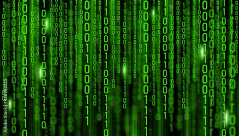 LED Light Text Number One And Zero Binary Code On The Monitor Screen Stock Illustration