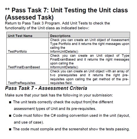 Solved Pass Task 7 Unit Testing The Unit Class Assessed
