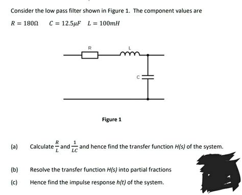 consider the low pass filter shown in figure 1 the component values are